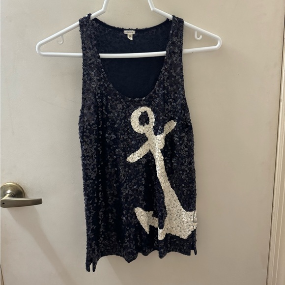 J. Crew | Tops | J Crew Sequin Anchor Tank | Poshmark